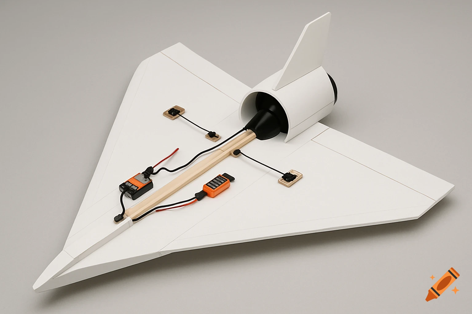 Foam board delta wing glider design on Craiyon
