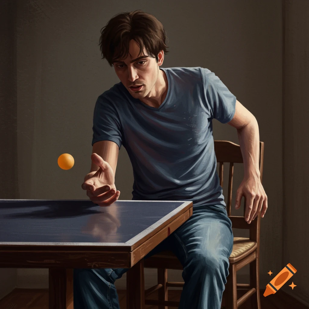 Person flicking a ping pong ball on Craiyon