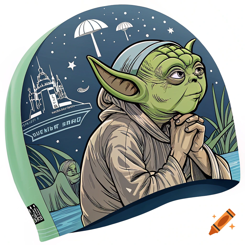 Star Wars-themed Yoda design for a swim cap on Craiyon