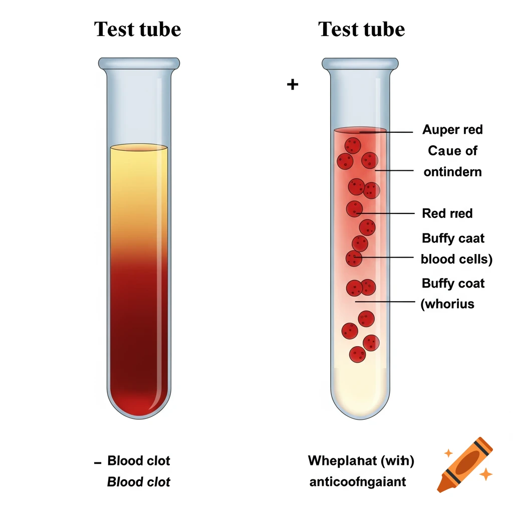 Diagram comparing blood separation in test tubes with and without ...