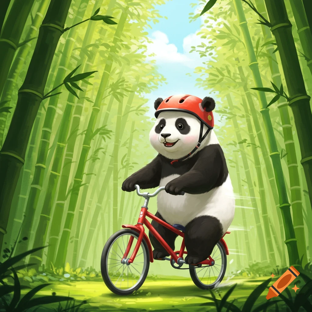 Panda riding a bicycle on Craiyon