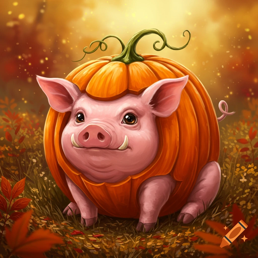Pig and pumpkin mix on Craiyon