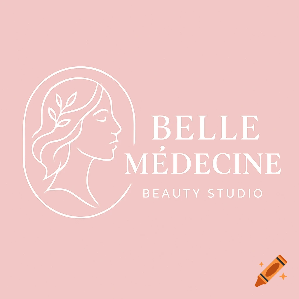 Belle Médecine beauty studio logo, light pink and white on Craiyon