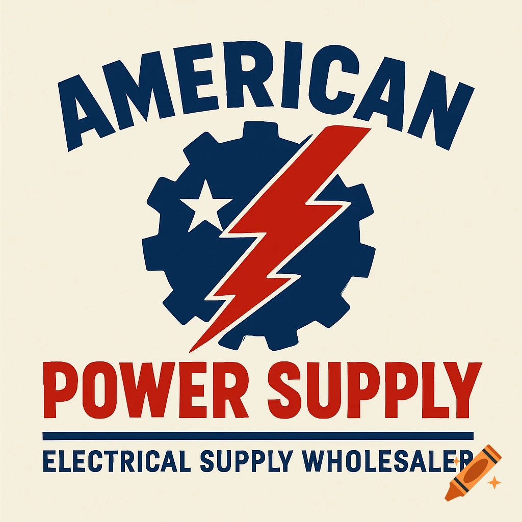 Logo for American Power Supply with a gear and lightning bolt graphic ...