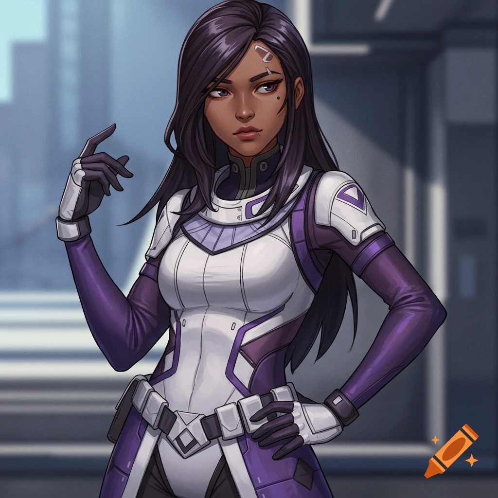 Anime-style girl resembling Loba from Apex Legends on Craiyon