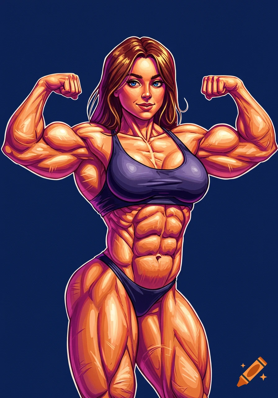 A muscular woman flexing her biceps. on Craiyon