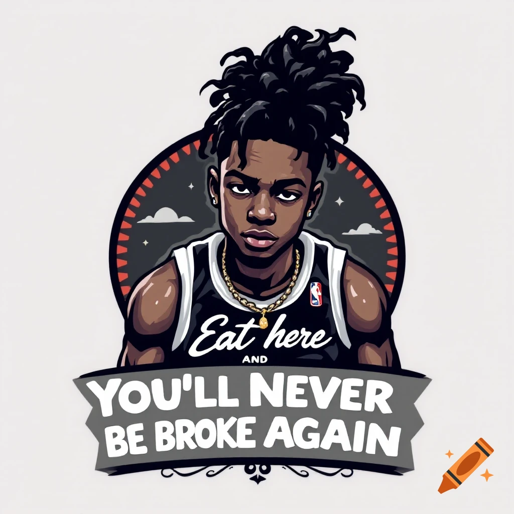 NBA Youngboy logo with text: Eat here and you’ll never be broke again ...