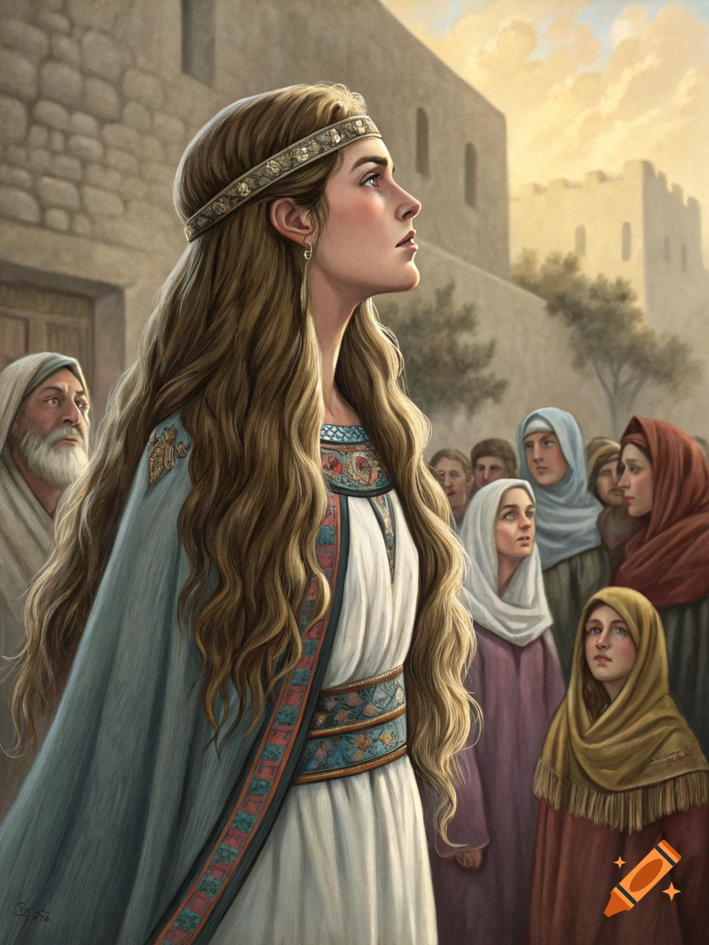 Esther from the Bible with Jewish people, portrait on Craiyon