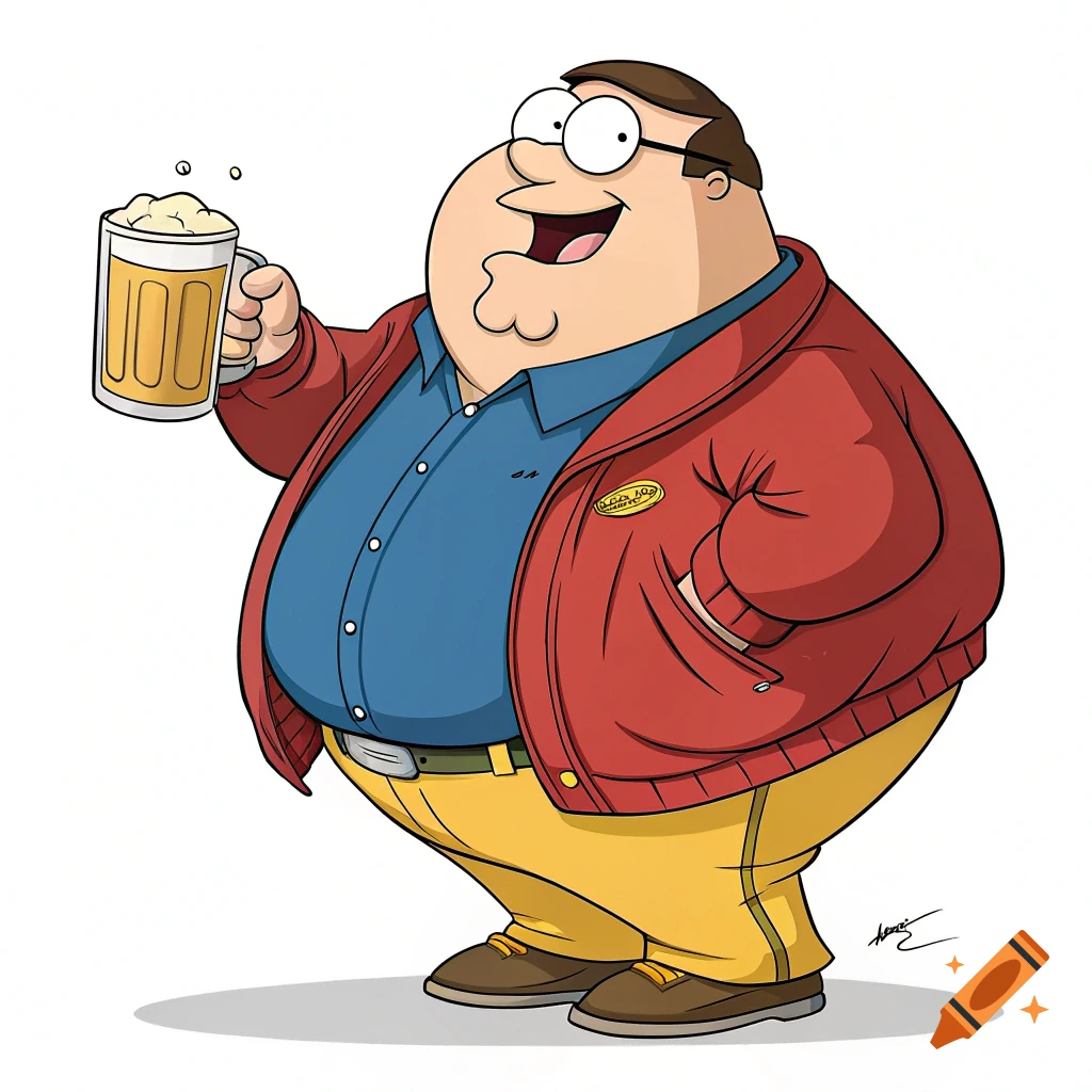 A cartoon man in a Santa hat and red Christmas sweater holding a mug of ...