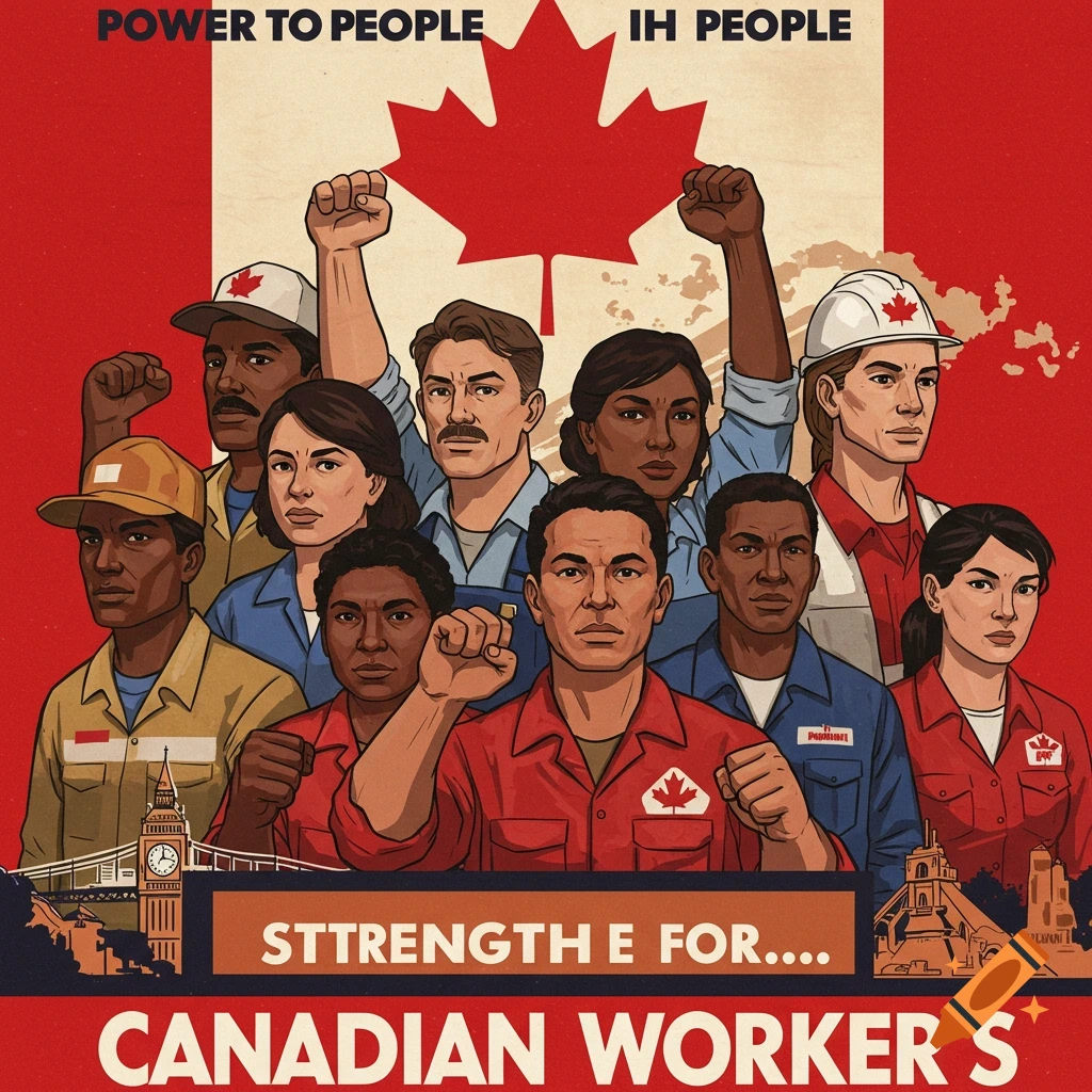 Political slogan: Power to the People, Strength for CANADIAN WORKER on ...