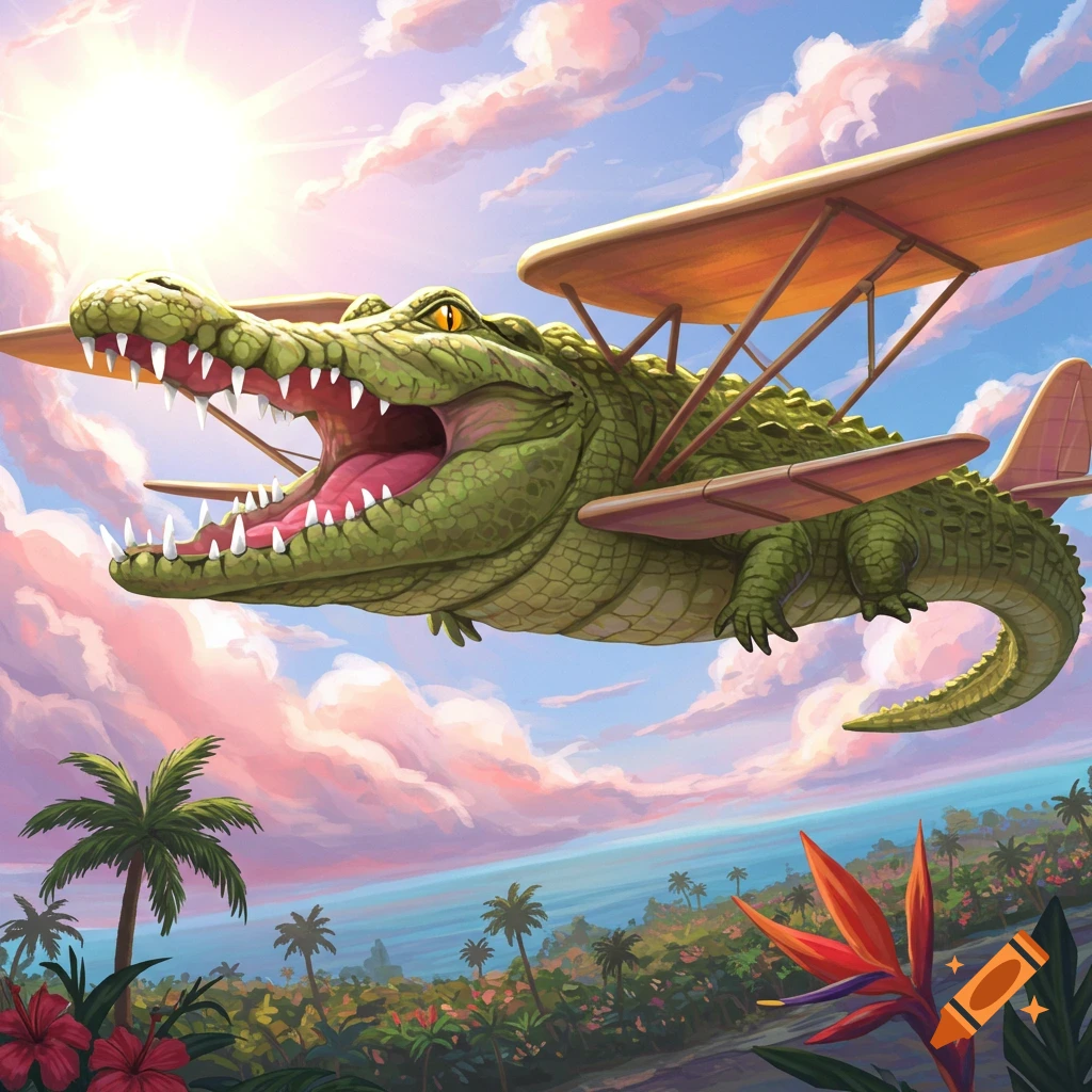 Animated Alligator With Wings