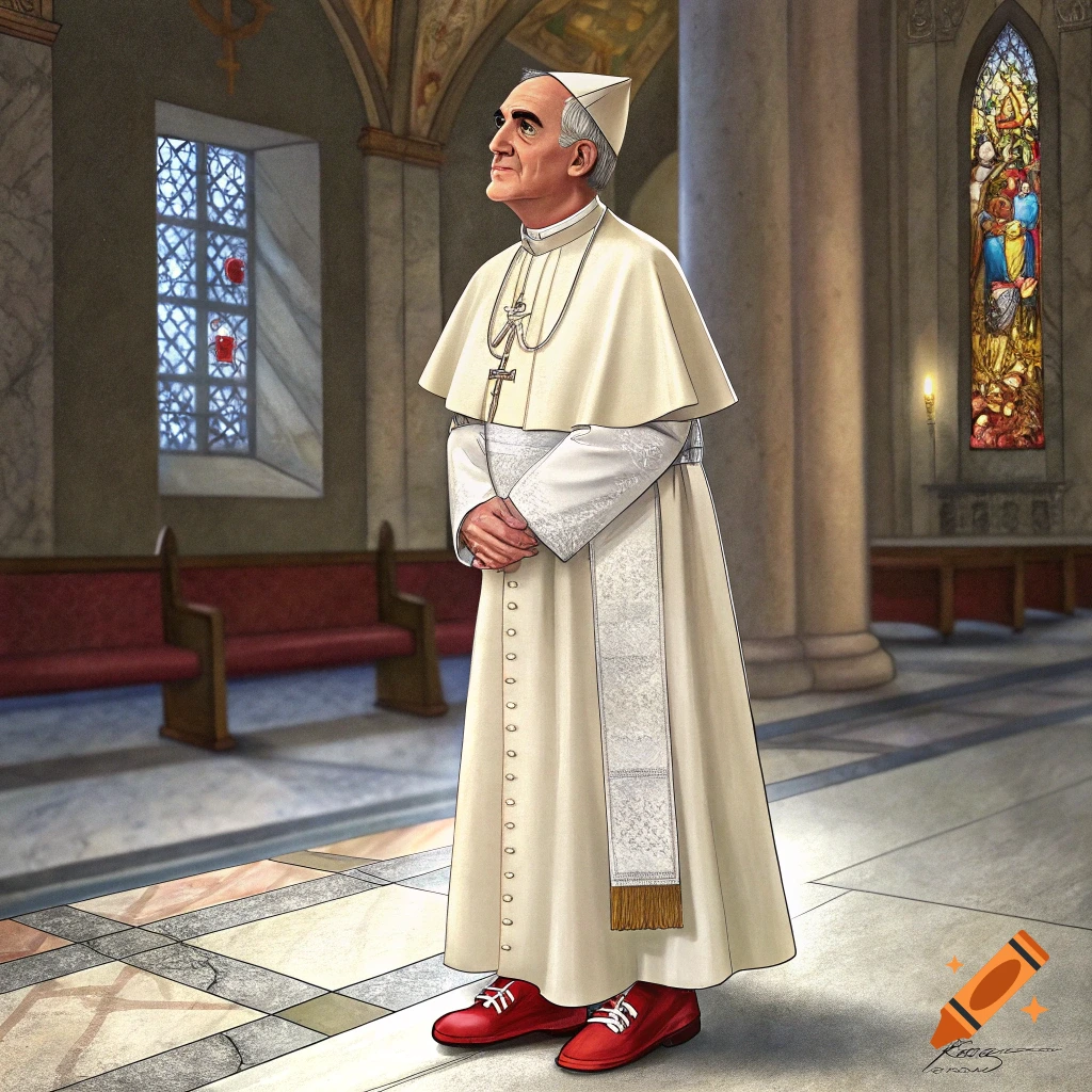 Cartoon of Peter Griffin dressed as the Pope on Craiyon