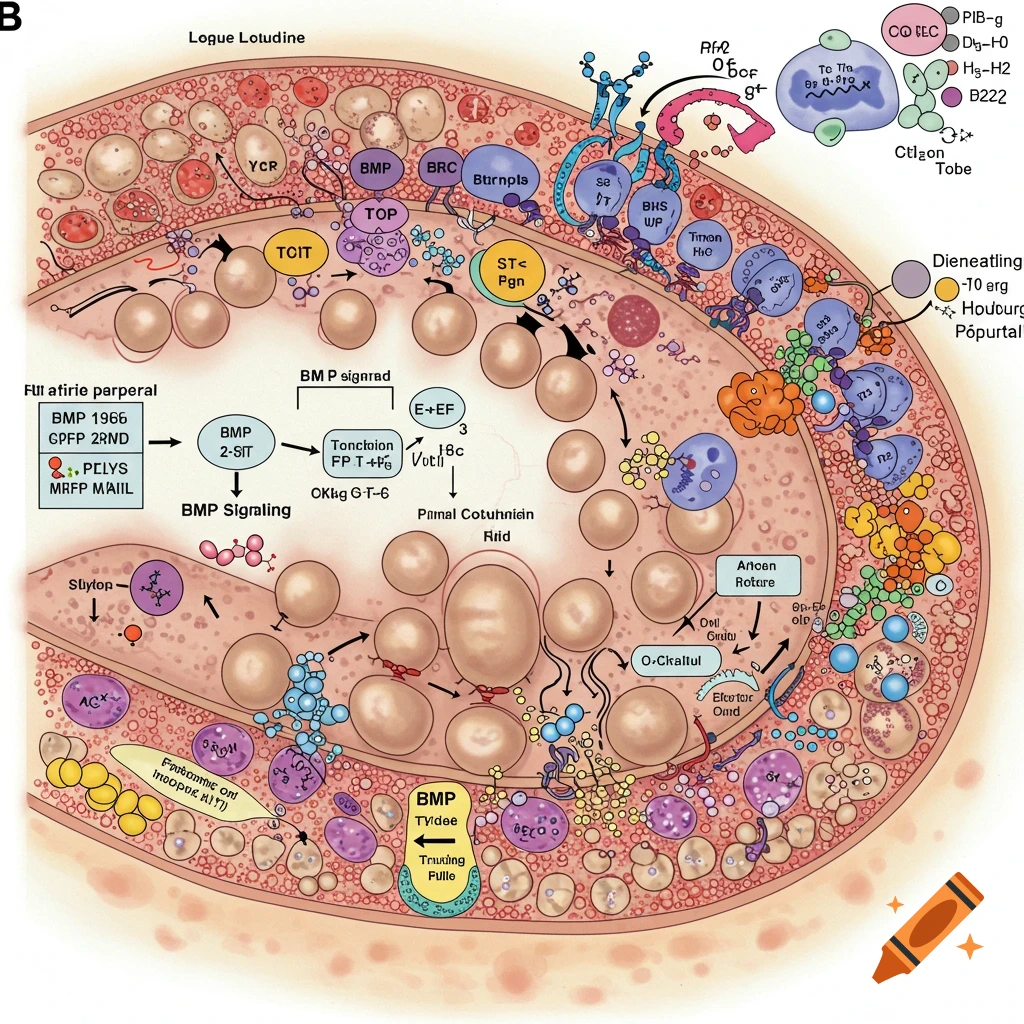 BMP pathway in neural tube of spinal cord illustration on Craiyon
