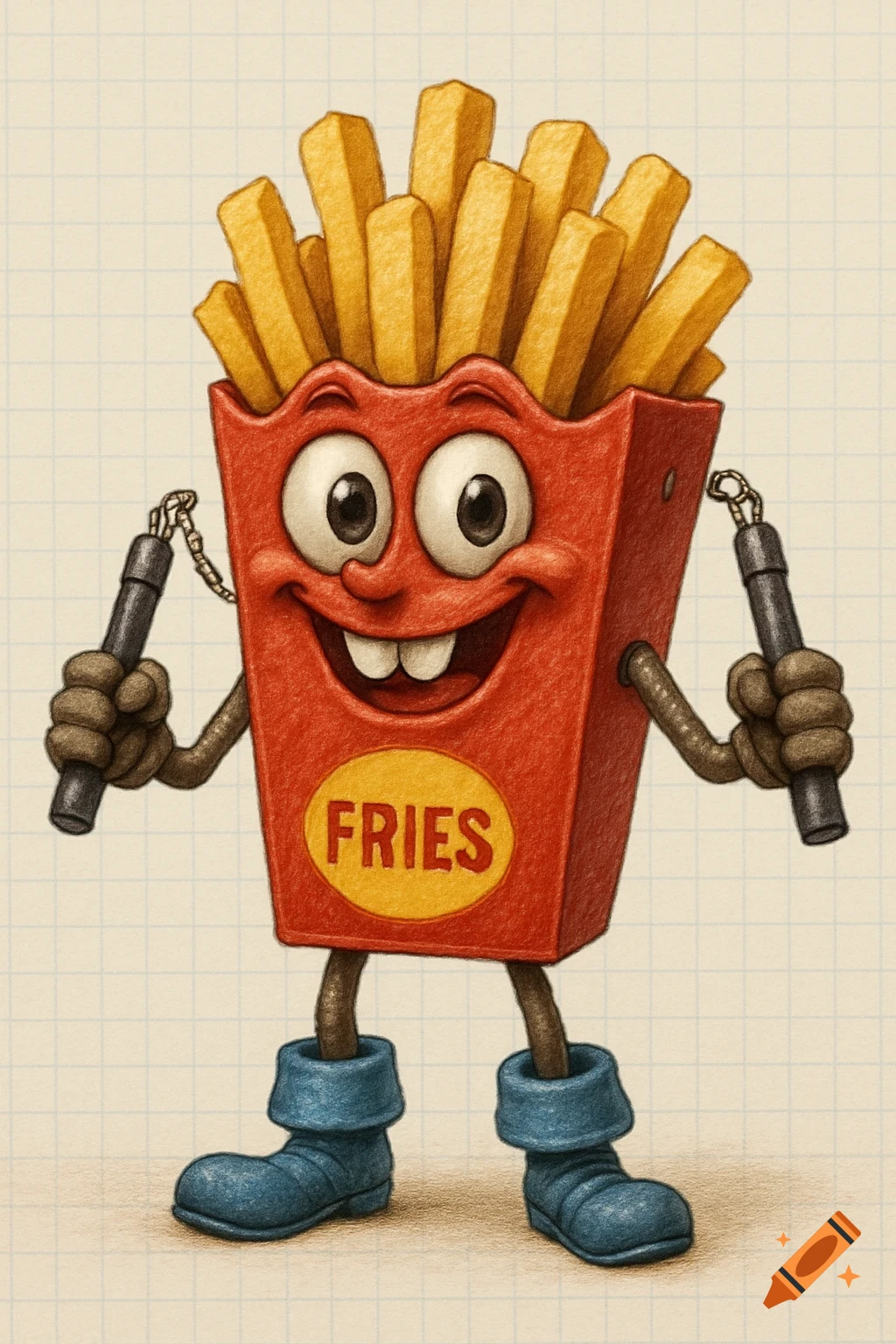 Illustration of a bag of Grub's Hub pierogis with the motto 'Some don't like it hot'. on Craiyon