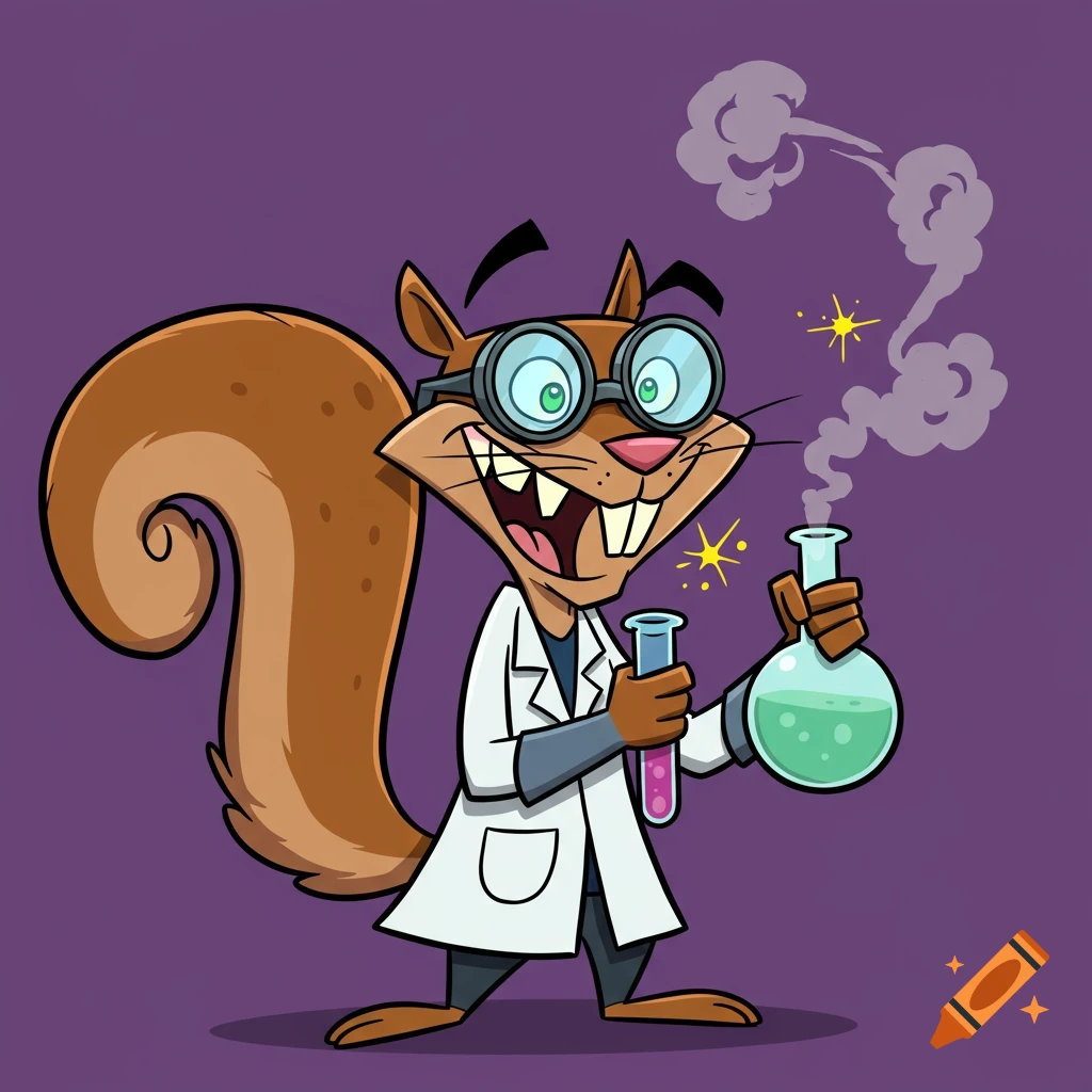 Cartoon squirrel character design in Butch Hartman style on Craiyon