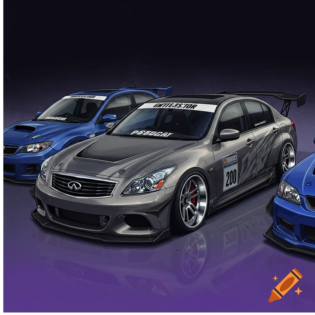 Customized Infiniti G36 with Honda Civic and Subaru WRX on Craiyon