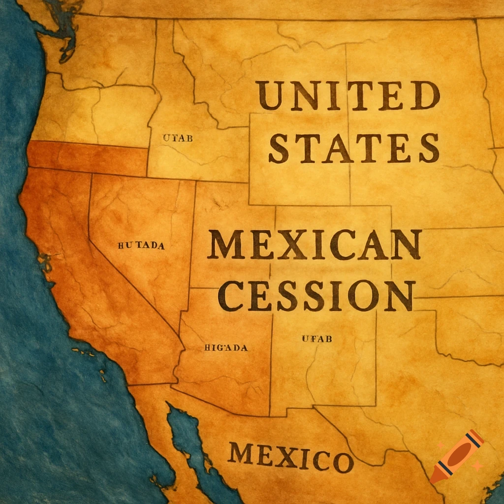 A historical-style map showing the United States, Mexican Cession, and ...