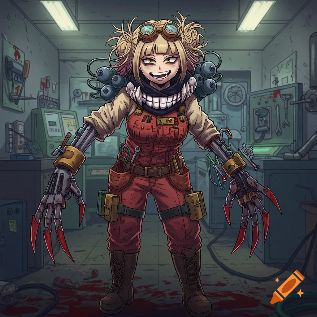 A fierce, cartoonish raider girl with dark spiky hair and armor holds a ...