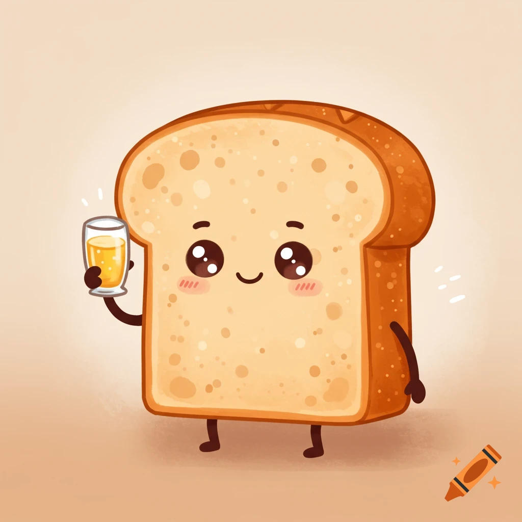 Cartoon toast character giving a polite toast on Craiyon