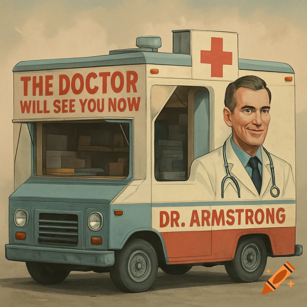 Doctor Armstrong themed food truck on Craiyon