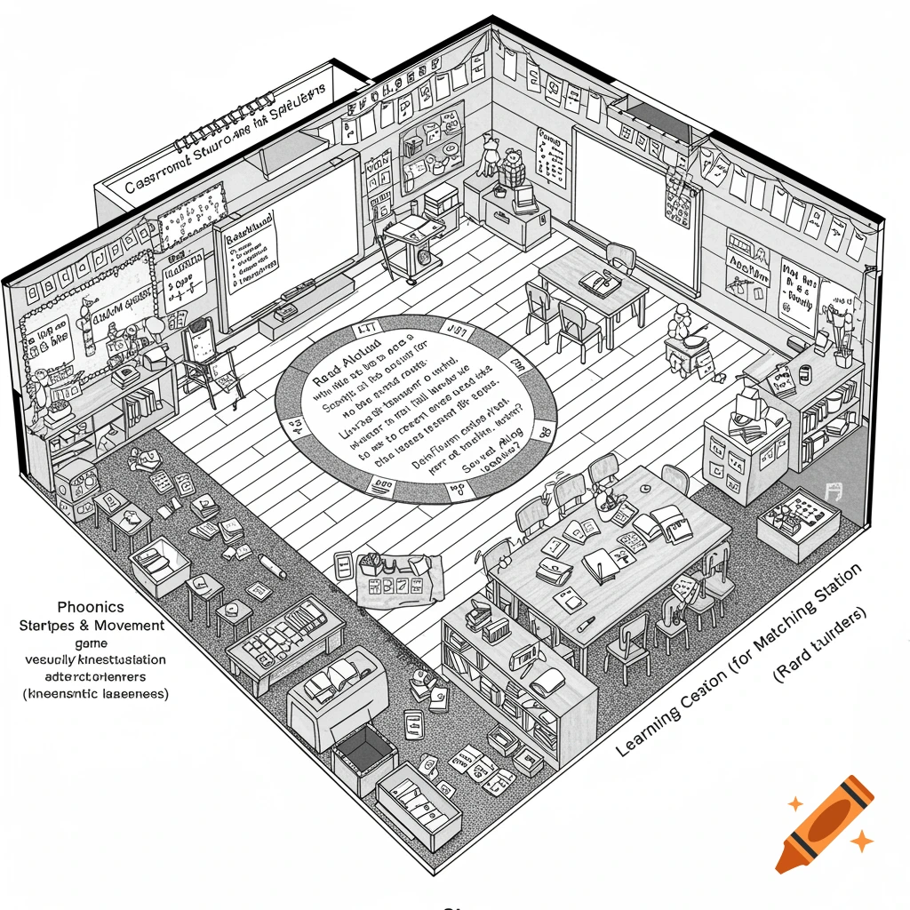 Top-down diagram of a classroom arrangement for collaborative learning ...