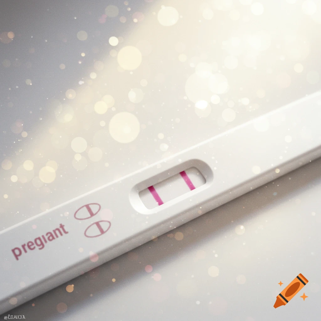 A white pregnancy test is shown, displaying two pink lines, indicating ...