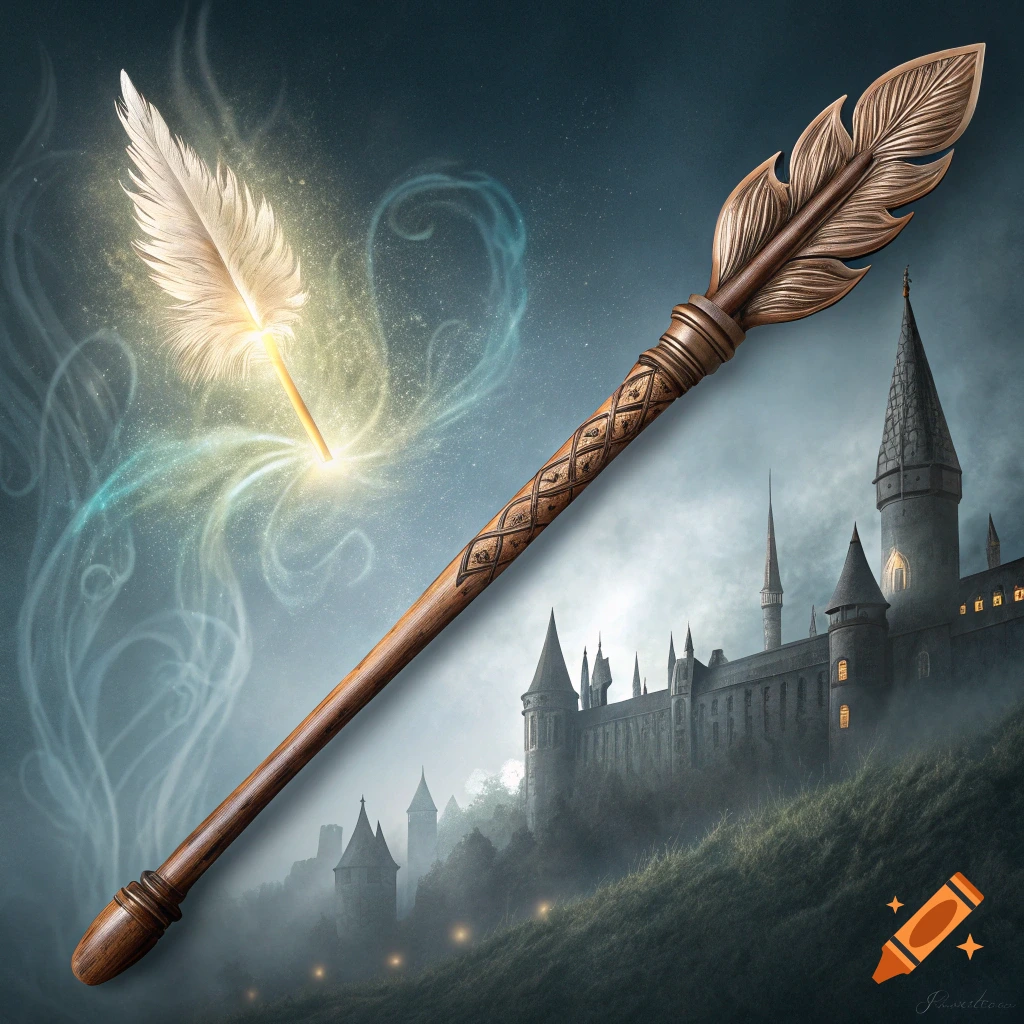 Harry Potter Hawthorne wand with Phoenix feather core on Craiyon