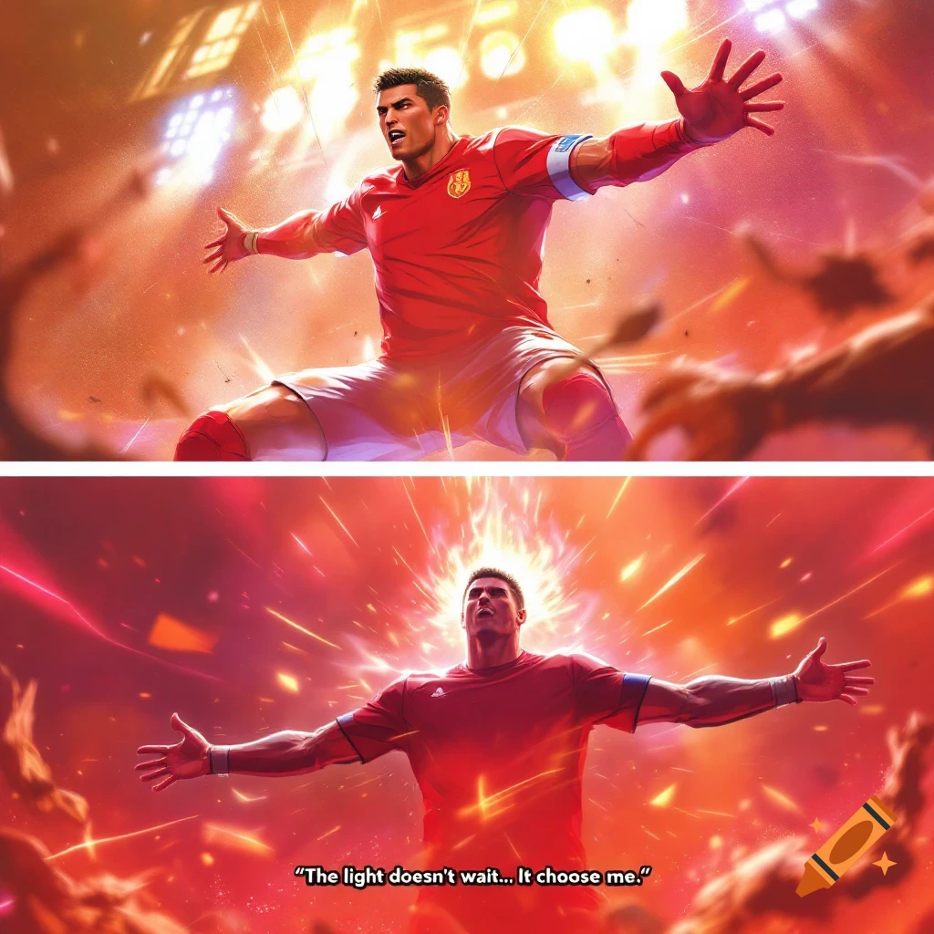 Cristiano Ronaldo and Michael Kaiser in a tense endgame comic panel. on ...