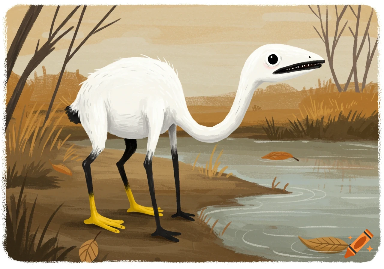 Stylized illustration of cranes, lotus flowers, and a figure with a ...