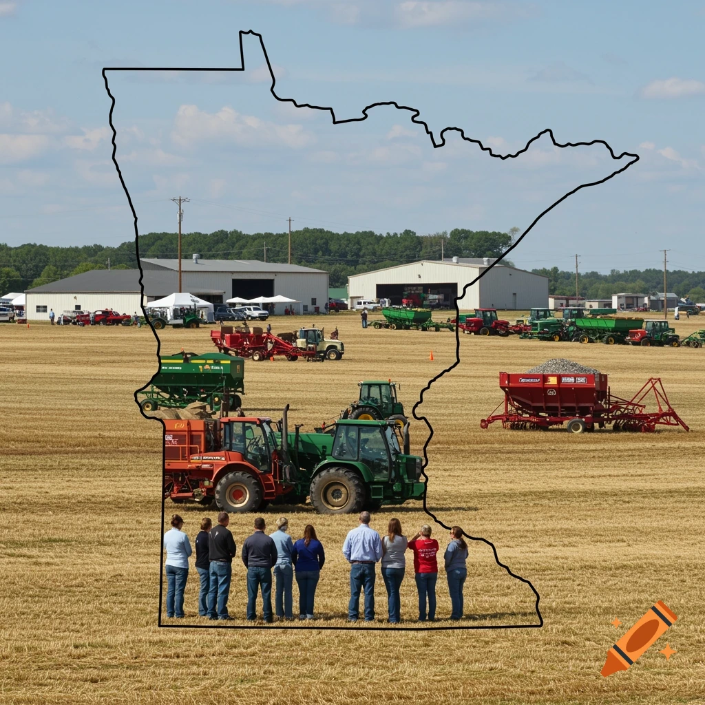 Minnesota-shaped crop of a vintage farm rally photograph on Craiyon