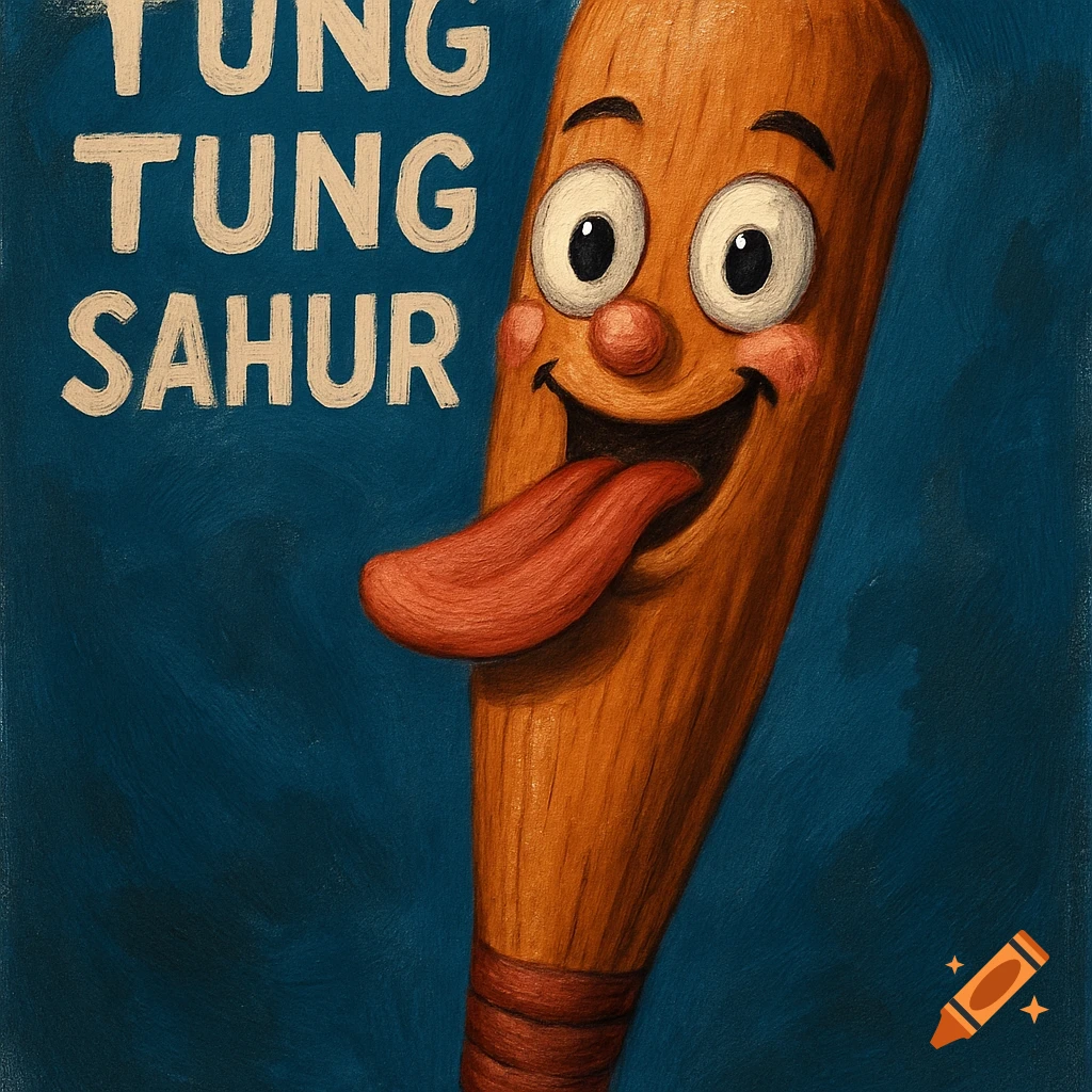 Cartoon Happy Meal box playing a maraca next to a drum under text saying TUNG TUNG TUNG SAHUR ...