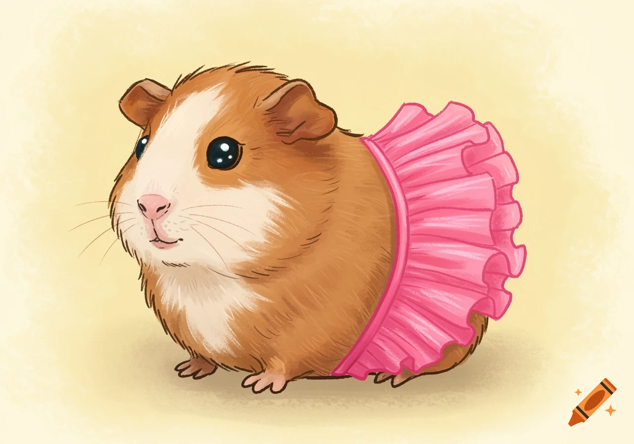 Cute guinea pig in pink tutu drawing on Craiyon