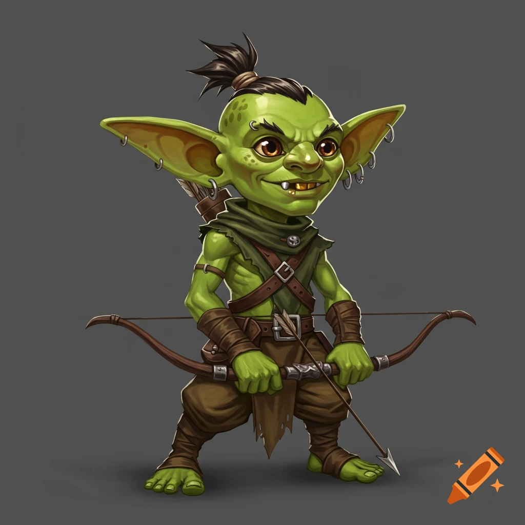 Goblin rogue with bow and arrow on Craiyon