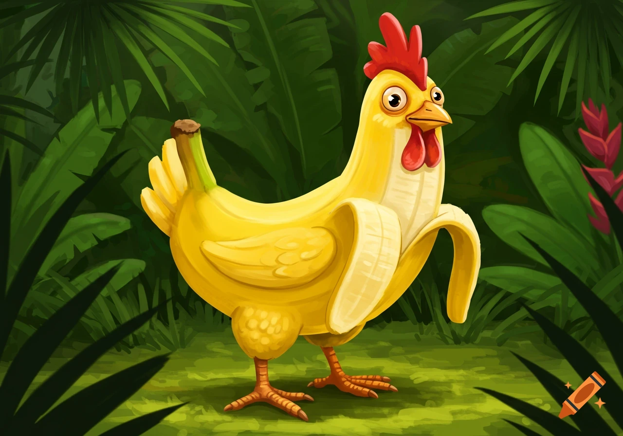 Chicken with a banana on Craiyon