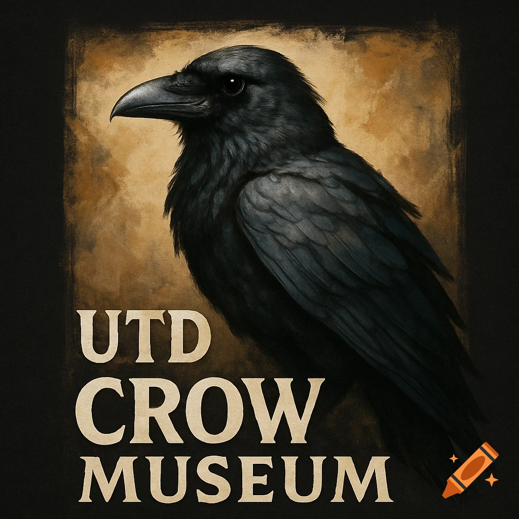 A crow is depicted with the text UTD CROW MUSEUM. on Craiyon