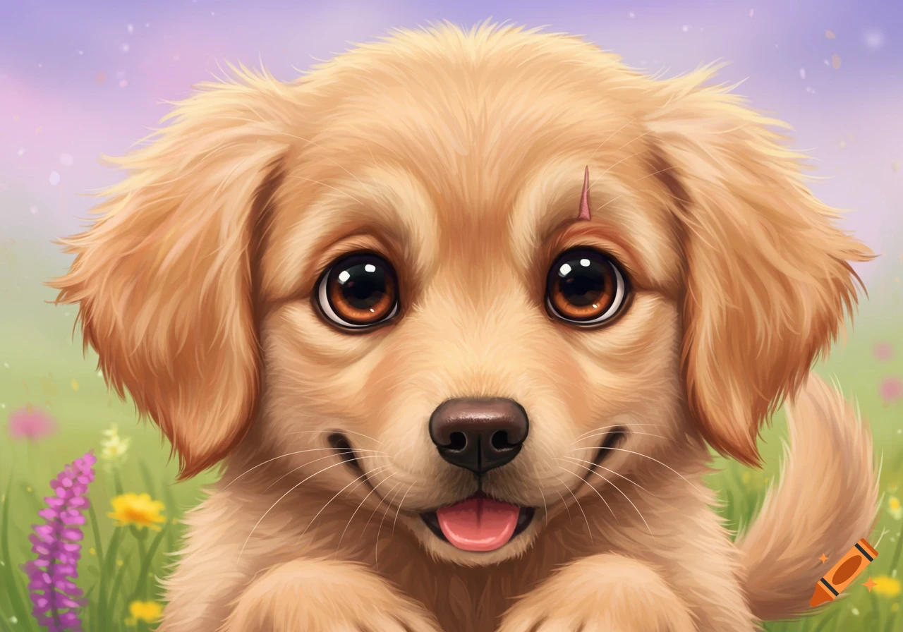 Cute puppy with a scar on its eye on Craiyon