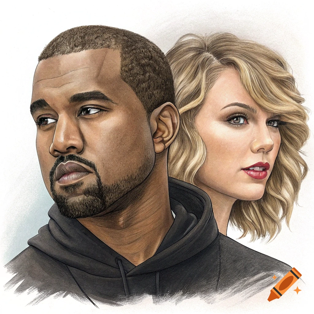 Kanye West and Taylor Swift composite image on Craiyon