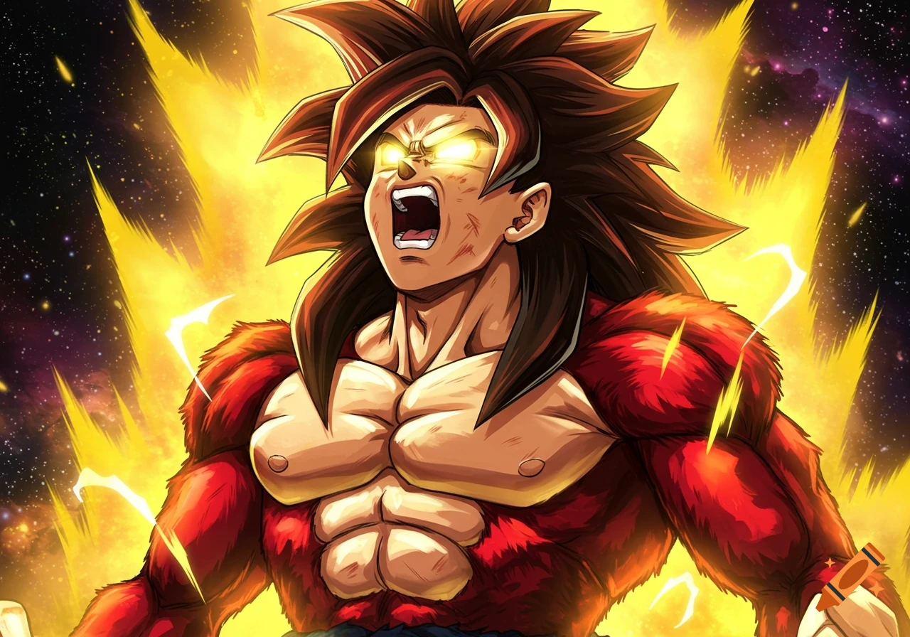 Anime character with spiky brown hair and blue eyes powering up ...