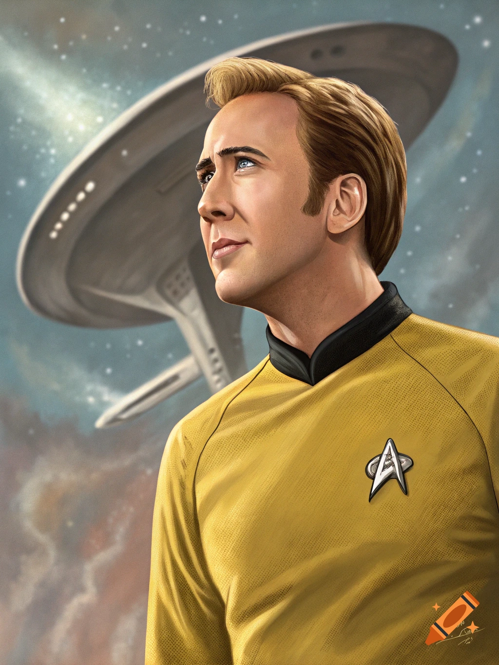 Nicholas Cage as Captain Kirk on Craiyon