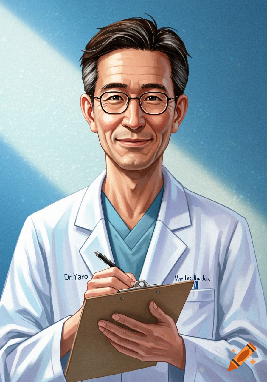 A masked doctor in a lab coat holds medical tools in a medical setting ...