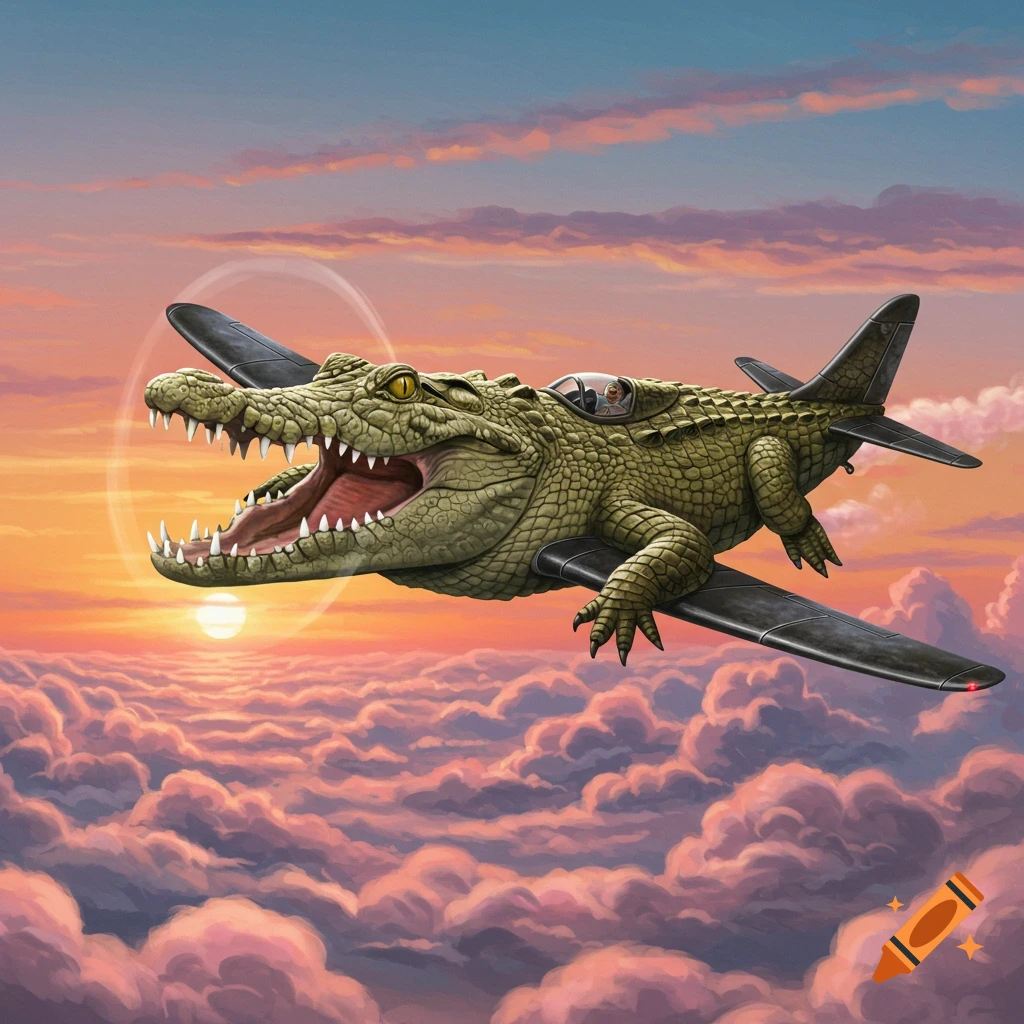 Animated Alligator With Wings