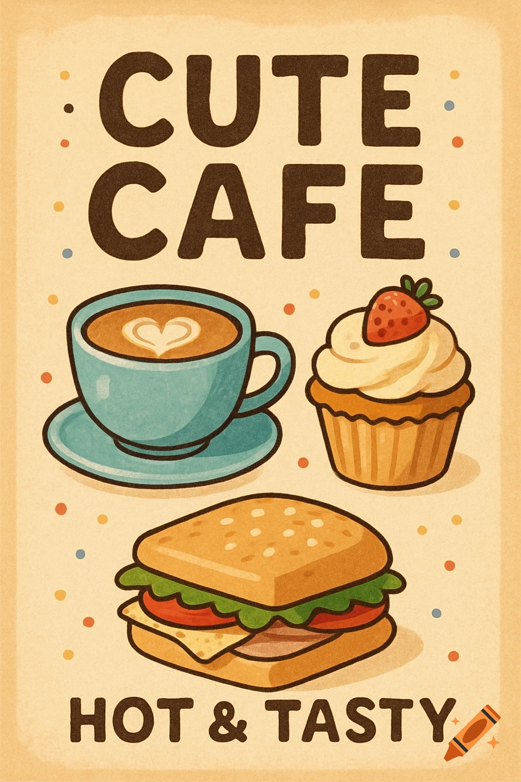Cute cafe poster on Craiyon