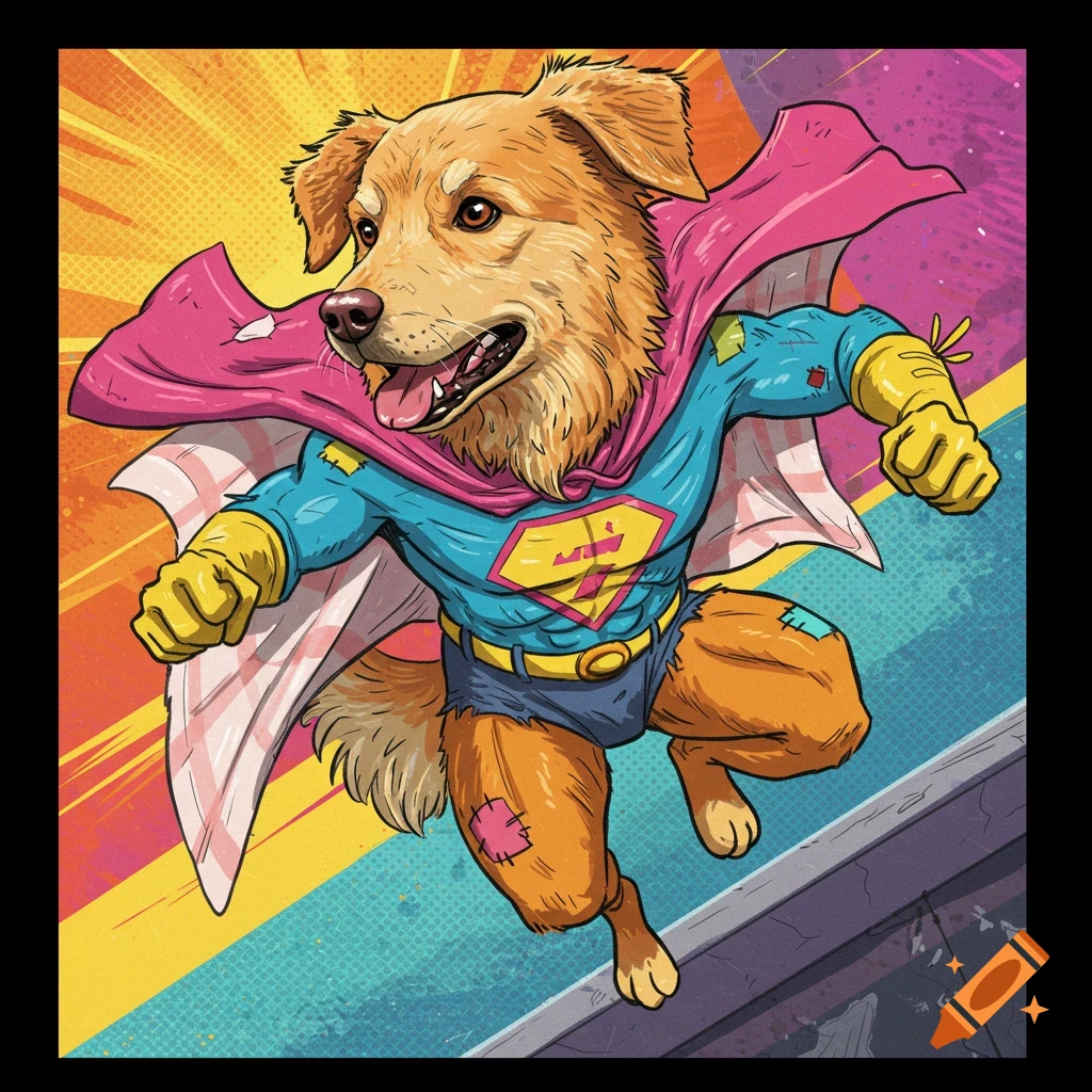 Dog superhero in costume on Craiyon