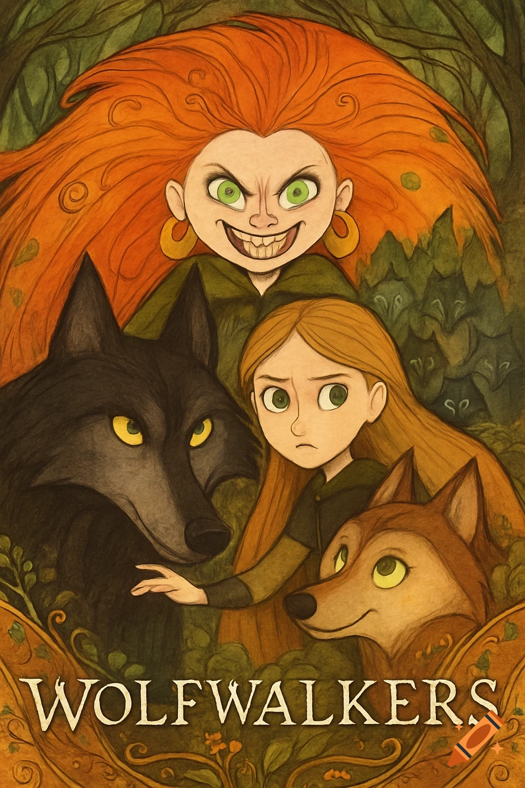 Wolfwalkers movie art on Craiyon