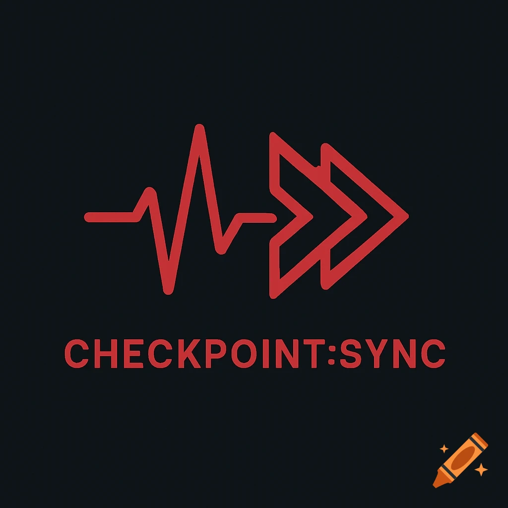 Checkpoint:Sync gaming channel logo with heartbeat pulse flowing into a checkpoint flag symbol ...