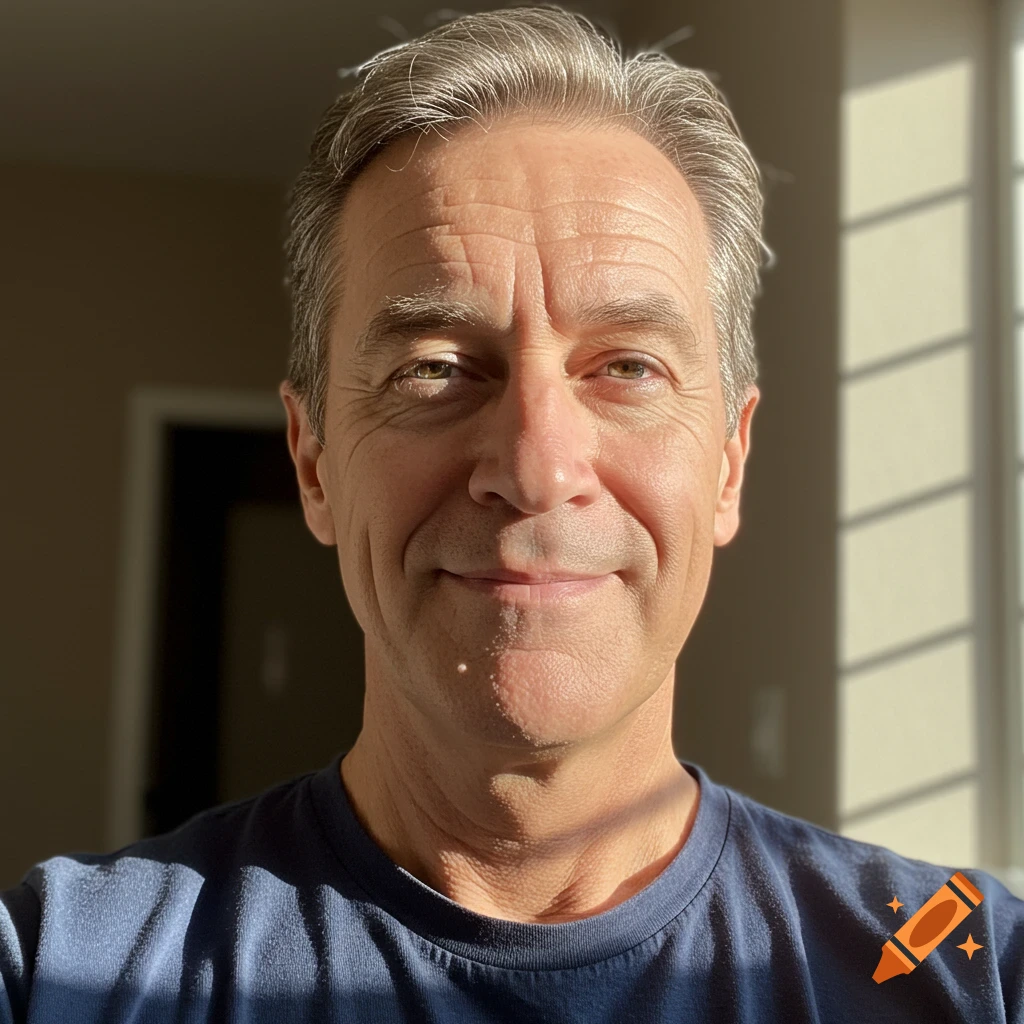 Photorealistic selfie of a man in his 50s on Craiyon