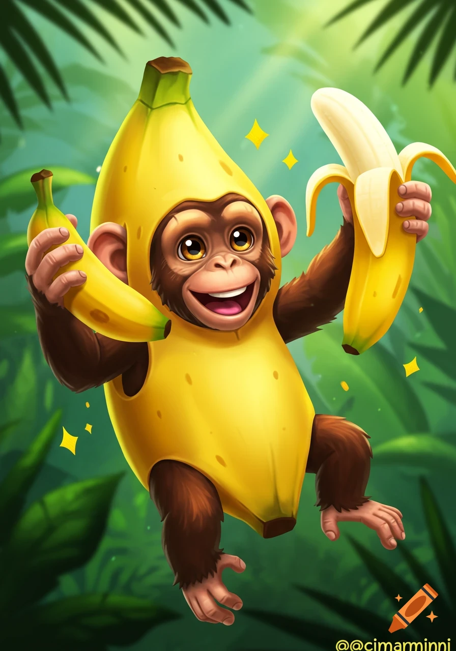 Monkey Cartoon Banana