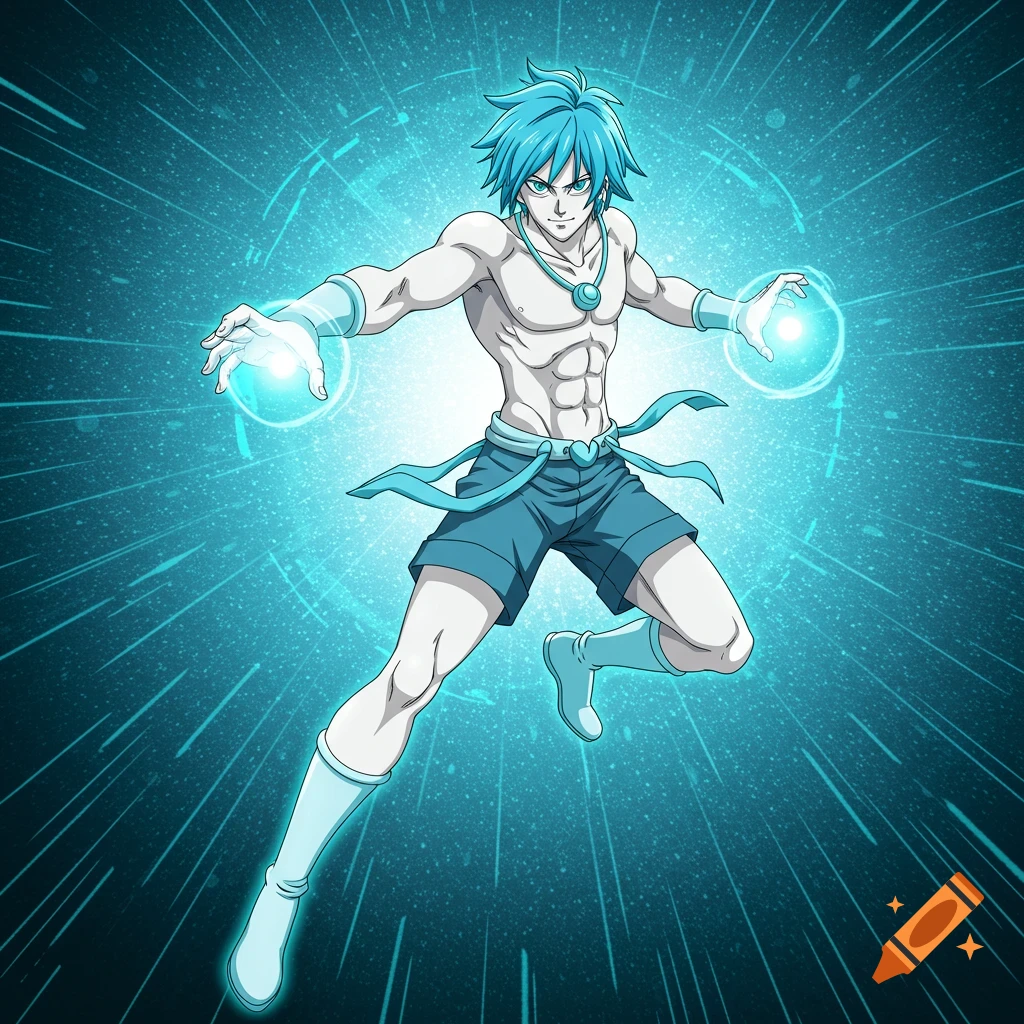 Cyan-themed anime character using telekinesis on Craiyon