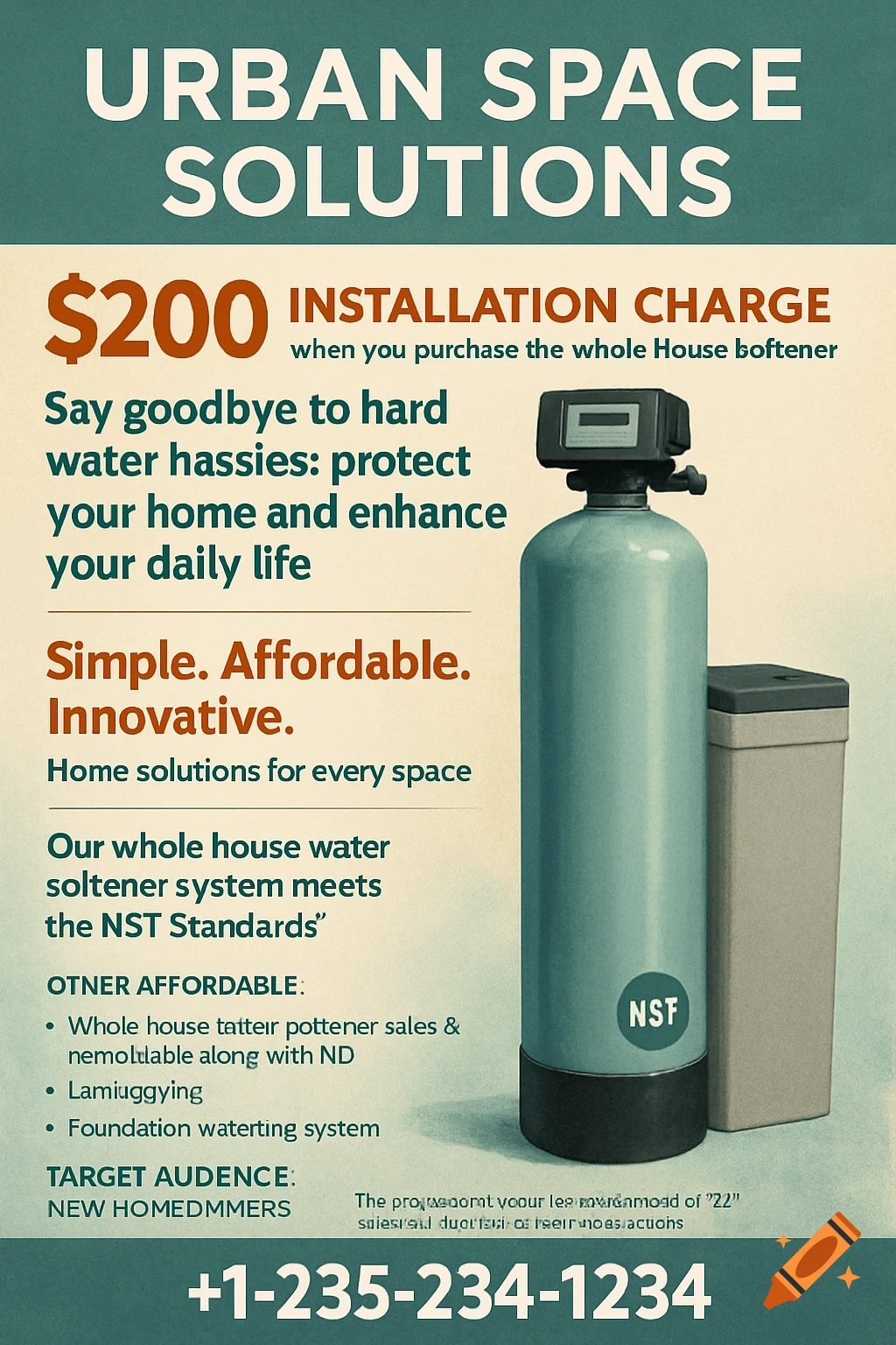 Flyer for Whole House Filter system installation offer on Craiyon