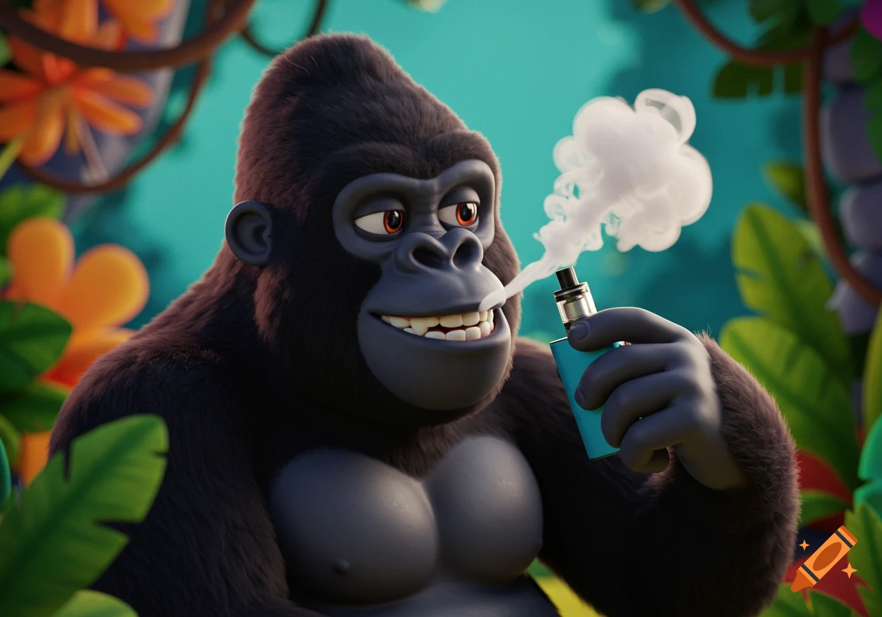 Animated gorilla vaping on Craiyon